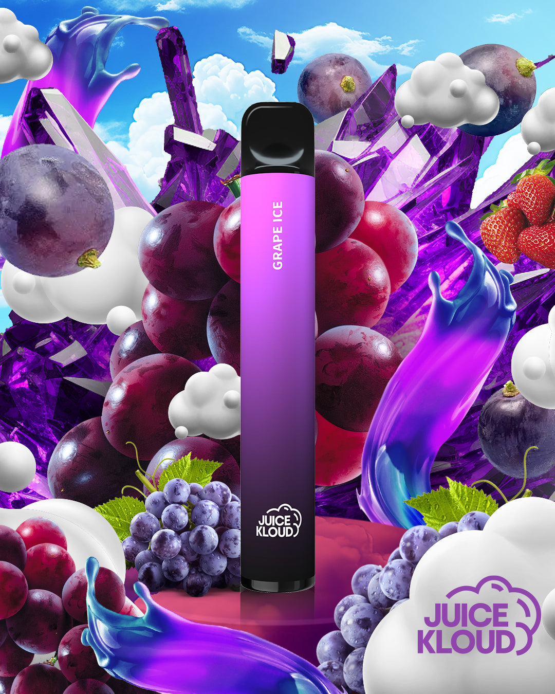 GRAPE ICE | 600 PUFF | JUICE KLOUD | CHEAP, AFFORDABLE VAPE – E-XHALE