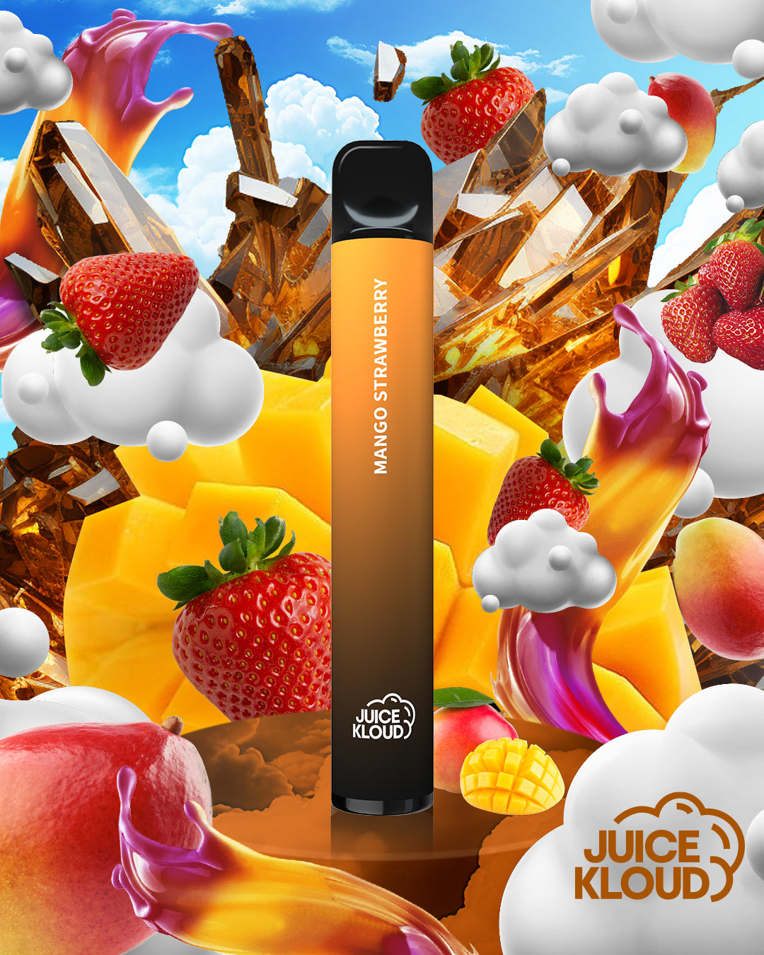 MANGO STRAWBERRY | 600 PUFF | JUICE KLOUD | CHEAP, AFFORDABLE VAPE – E ...