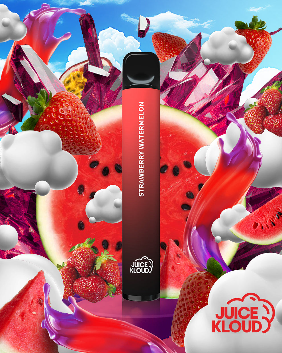 STRAWBERRY WATERMELON | 600 PUFF | JUICE KLOUD | CHEAP, AFFORDABLE VAPE ...